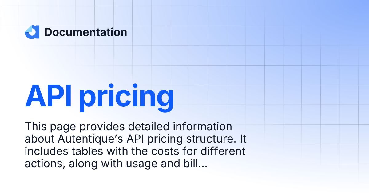 API pricing | Documentation